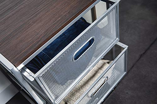 Real Home Innovations, 3-Drawer Stackable Mesh Organizer, Silver & Espresso