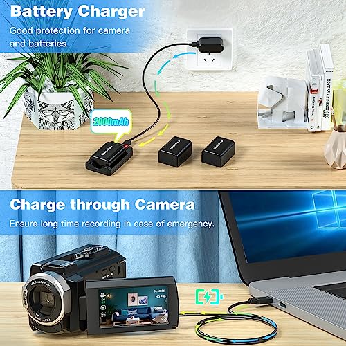 Camcorders Video Camera 4K, 48MP Ultra HD WiFi Vlogging Camera for YouTube, IR Night Vision 3.0" Touch Screen 16X Digital Video Recorder with Microphone, Stabilizer, Lens Hood, Remote,2 Batteries