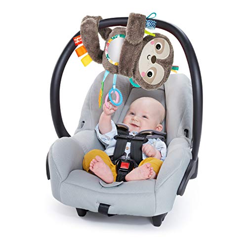 Bright Starts Slingin’ Sloth Travel Buddy Plush Stuffed Animal Take-Along Stroller or Carrier Toy, Ages 0 Month+