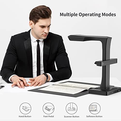 CZUR ET16 Plus Advanced Book & Document Scanner, 2nd Gen Auto-Flatten&Deskew Tech, 16MP Camera, Capture A3, 186 Languages OCR, Convert to PDF/Searchable PDF/Word/Tiff/Excel, Run On Windows&MacOS