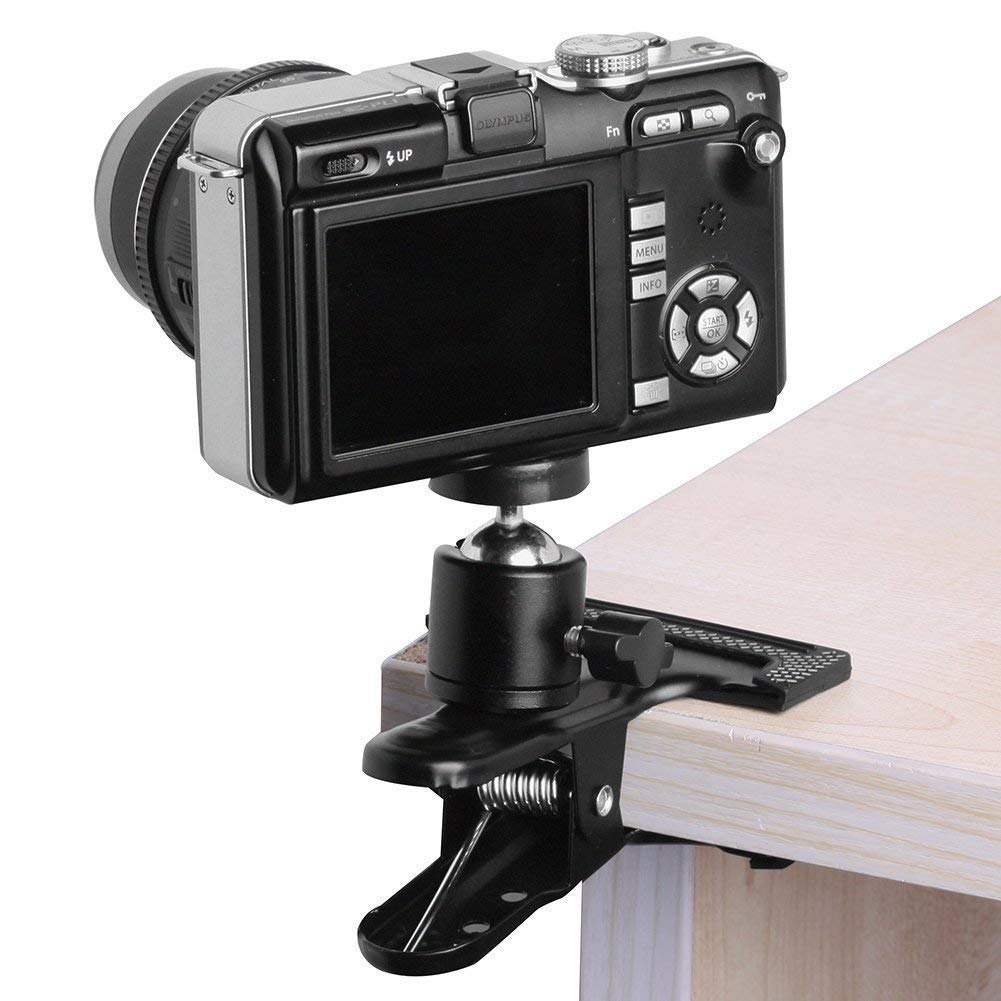 SLOW DOLPHIN Tripod Clip Clamp Mount Flash Reflector Holder for Studio Backdrop Camera with 360 Swivel Tripod Mini Ball Head Standard 1/4" Screw,SLR, Digital SLR, Video Came(2PACK)