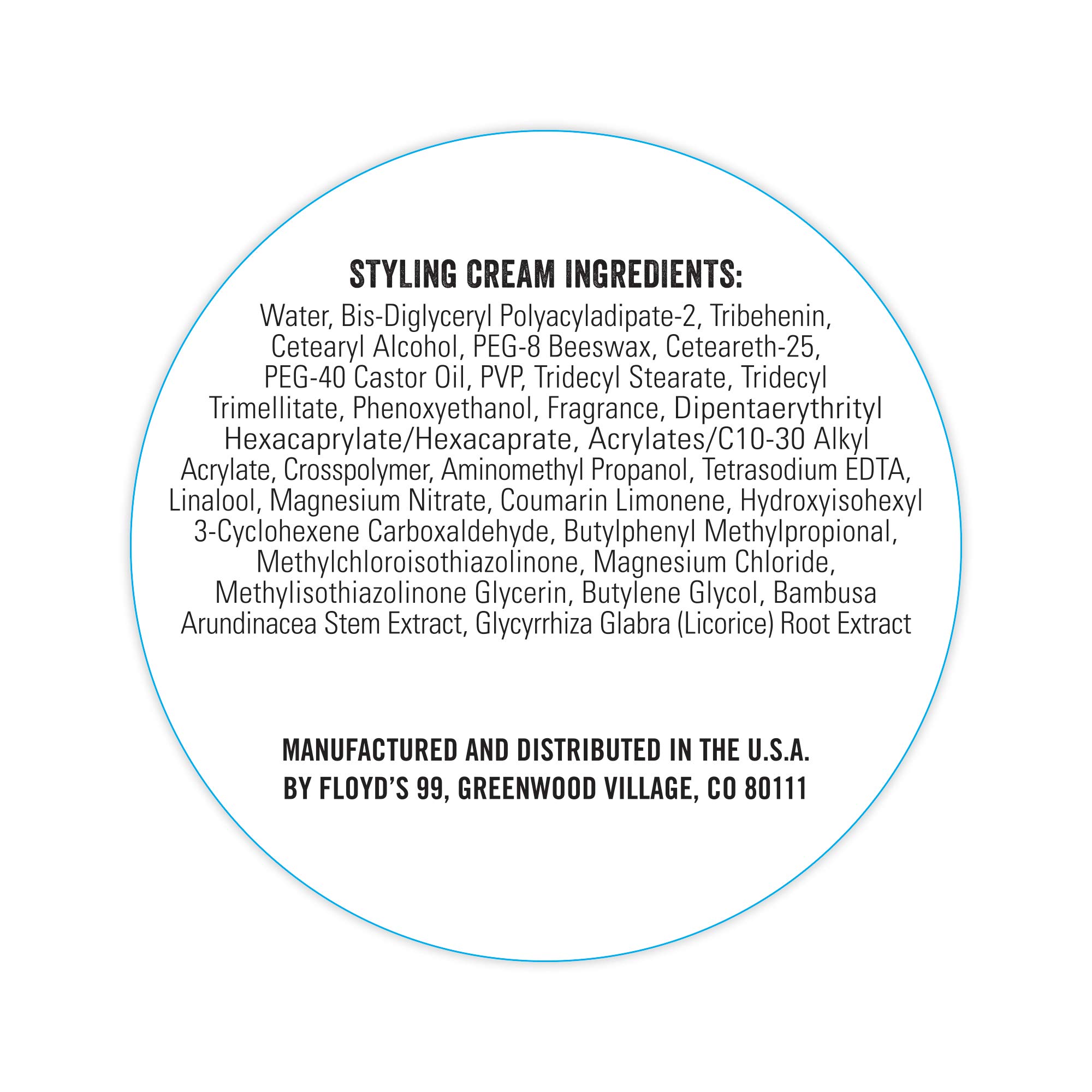 Floyd's 99 Styling Cream - High Hold - Natural Shine - Hair Cream for Men - Men's Styling Cream