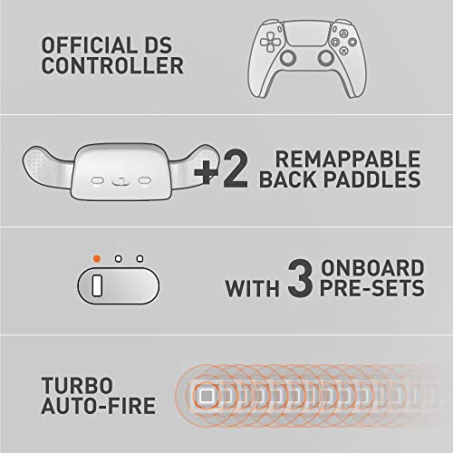 Mytrix Customized Controller with 2 Remappable Paddles for PlayStation 5 (PS5), Programmable Back Buttons with Fast Turbo Auto-Fire, 3 Setup Saving Slots Onboard Switch β White