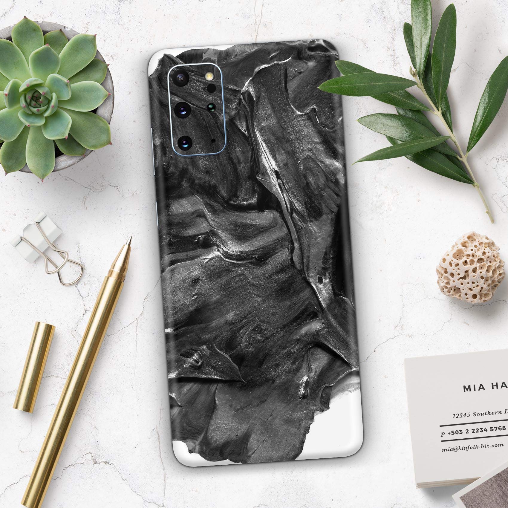 DesignSkinz Liquid Abstract Paint V55 Protective Vinyl Decal Wrap Skin Cover Compatible with The Samsung Galaxy S20 (Screen Trim & Back Glass Skin)