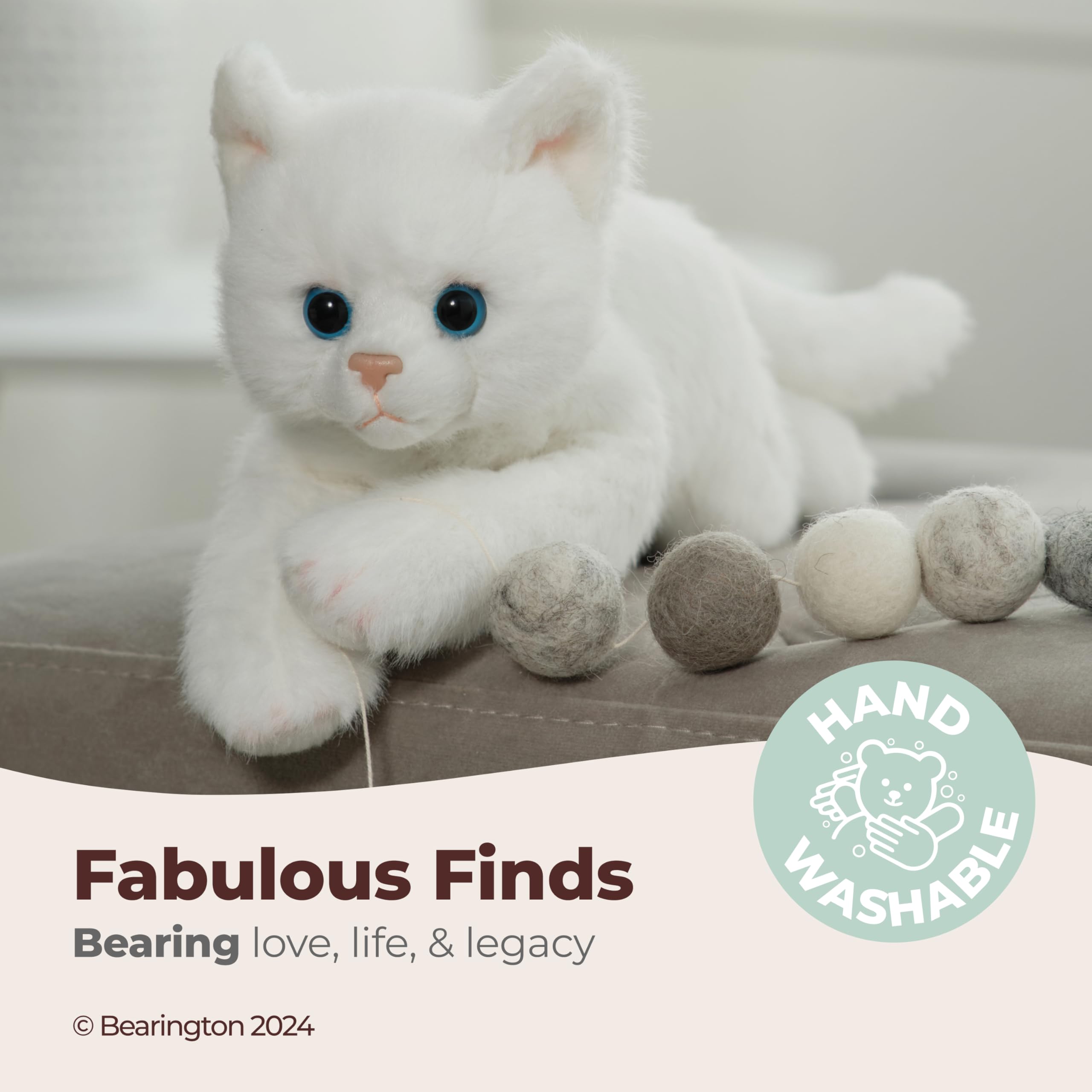 Bearington Lil' Muffin Small Plush Stuffed Animal White Cat, Kitten 8 inch