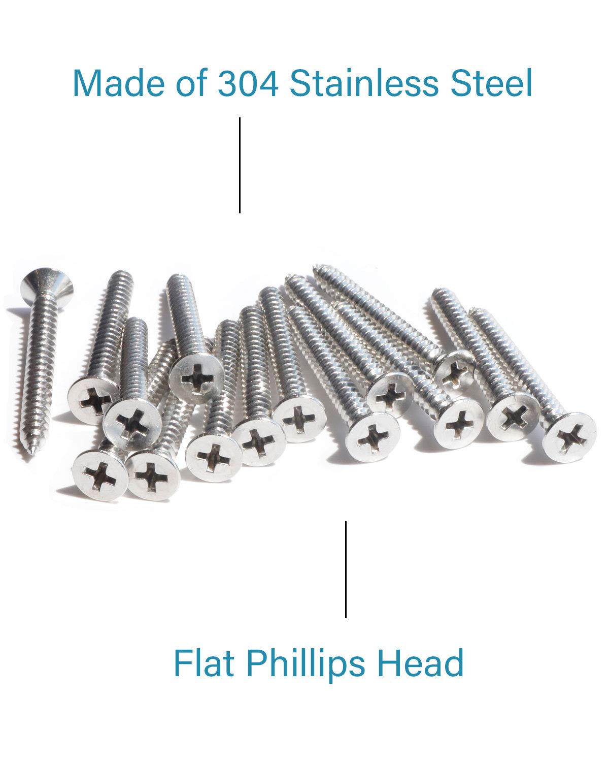 IMScrews 25pcs #8 x 2" (50mm) Stainless Flat Head Phillips Wood Screws 18-8 (304) Stainless Steel Countersunk Self Tapping Screws