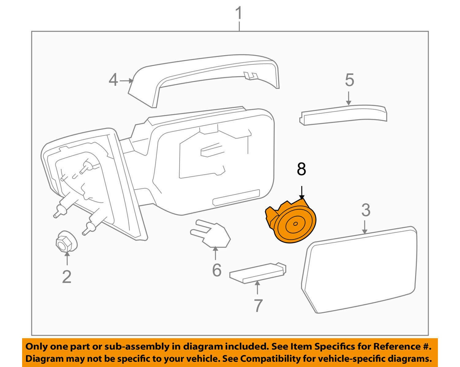 6U5z17d696d Power Side View Mirror Motor, Oem Ford, Left Or Right, W/ Memory