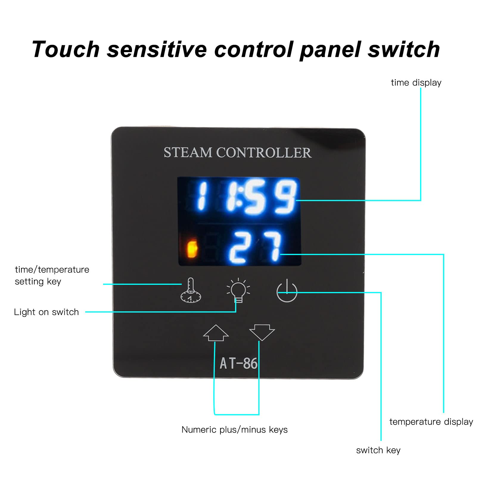 ABS Touch Screen Temperature Controller, 35-110 ℃ Plastic Time Display Heater Switch Touch Screen Temperature Controller for Spa Room