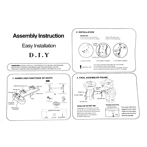 Absbidet Attachment for Toilet, Double Knob Toilet Bidet with Self Cleaning Function, Simple Installation ABS Attachment Single Nozzle Bidet for 2 Piece Toilet(G3/8)