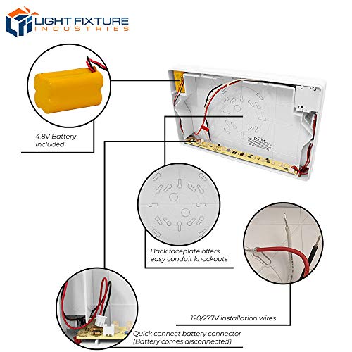 LFI Lights | Red Self Testing Exit Sign | All LED | White Thermoplastic Housing | Hardwired with Battery Backup | Optional Double Face and Knock Out Arrows Included | UL Listed | (2 Pack) | LED-R-W-ST