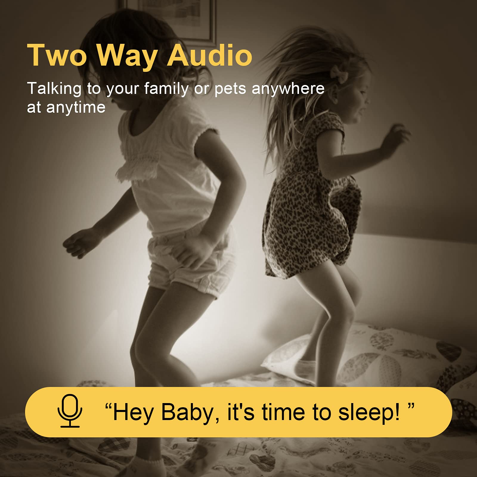 Sieke 1080P Smart Two-Way Audio Video Baby Monitor Camera Phone Access with Movement Sensor Night Version Infrared Camera Work with Amazon Alexa Echo and App for Baby, Pets, Elderly