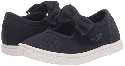 The Children's Place,baby-girls,Slip on Sneakers,Uniform Bow Strap Canvas Sneakers,Navy,10 Toddler