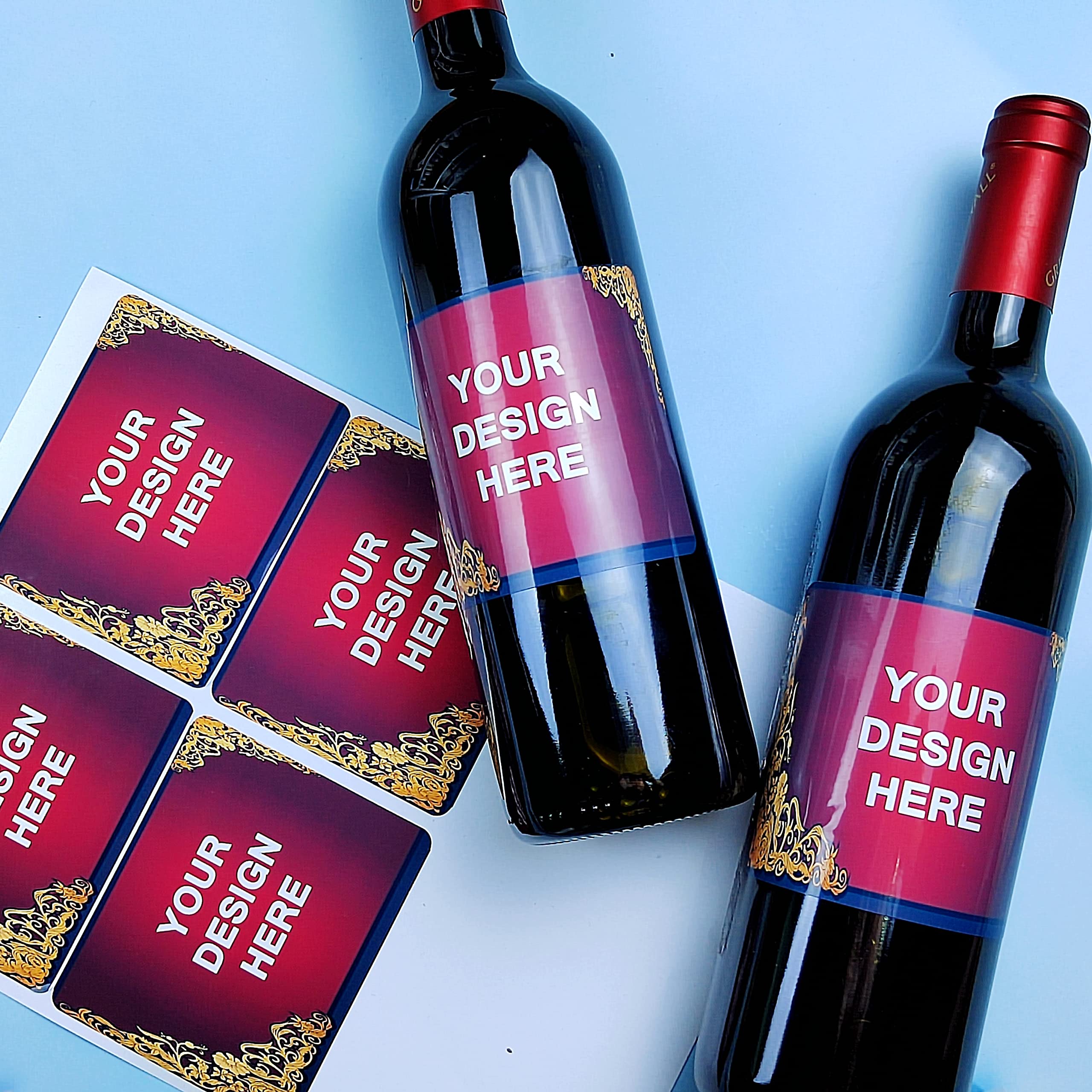 4 x 3-1/3 inch Glossy White Waterproof Wine Bottle Labels, 120 Labels Printable Blank Rectangle Labels,Oil-Resistant Rectangle Vinyl Wine Labels for Inkjet/Laser Printer