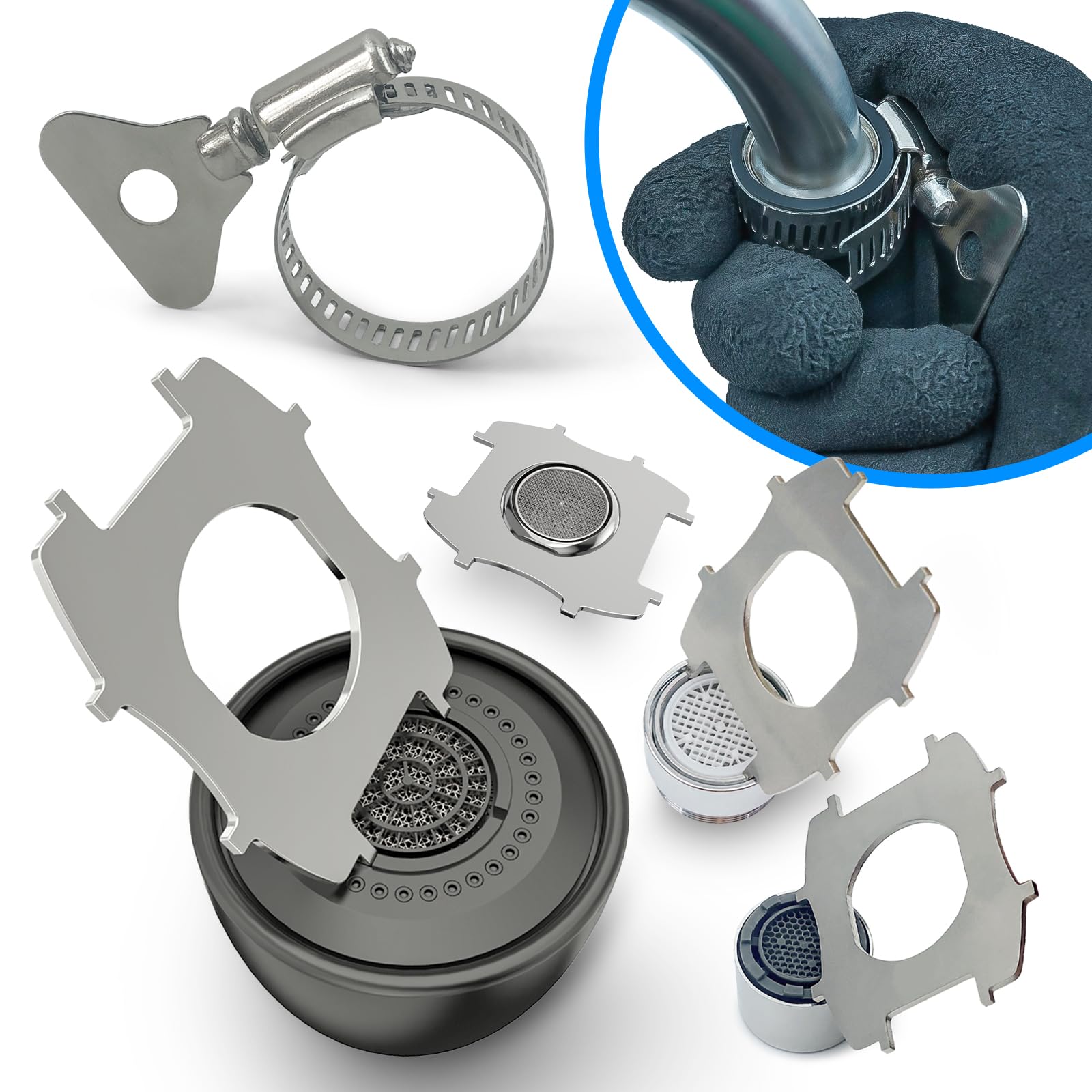 304 Stainless Steel Aerator Key,Faucet Aerator Removal Tool, Faucet wrench with Aerator Shell Removal Tool.