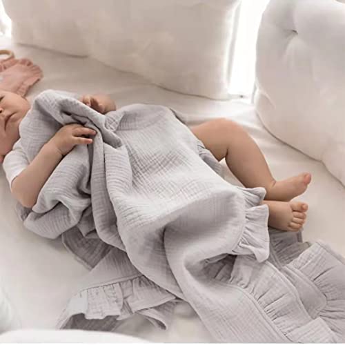 COCOAbi Baby Blanket in Baby's Breath White | 100% Cotton Muslin | Naturally Soft for Babies | Boho Colors & Pattern | Gentle Muslin Blanket | Eco-Friendly Material | Beautiful Baby Gift | 47β x 47β
