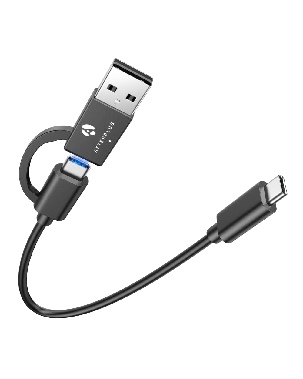 Afterplug 2-in-1 USB C to USB C/A Cable (1ft), USB3 10Gbps & 60W PD Charger Cord for iPhone 15 & 16 Series, MacBook, iPad, Samsung S24 S23 S22, Power Bank