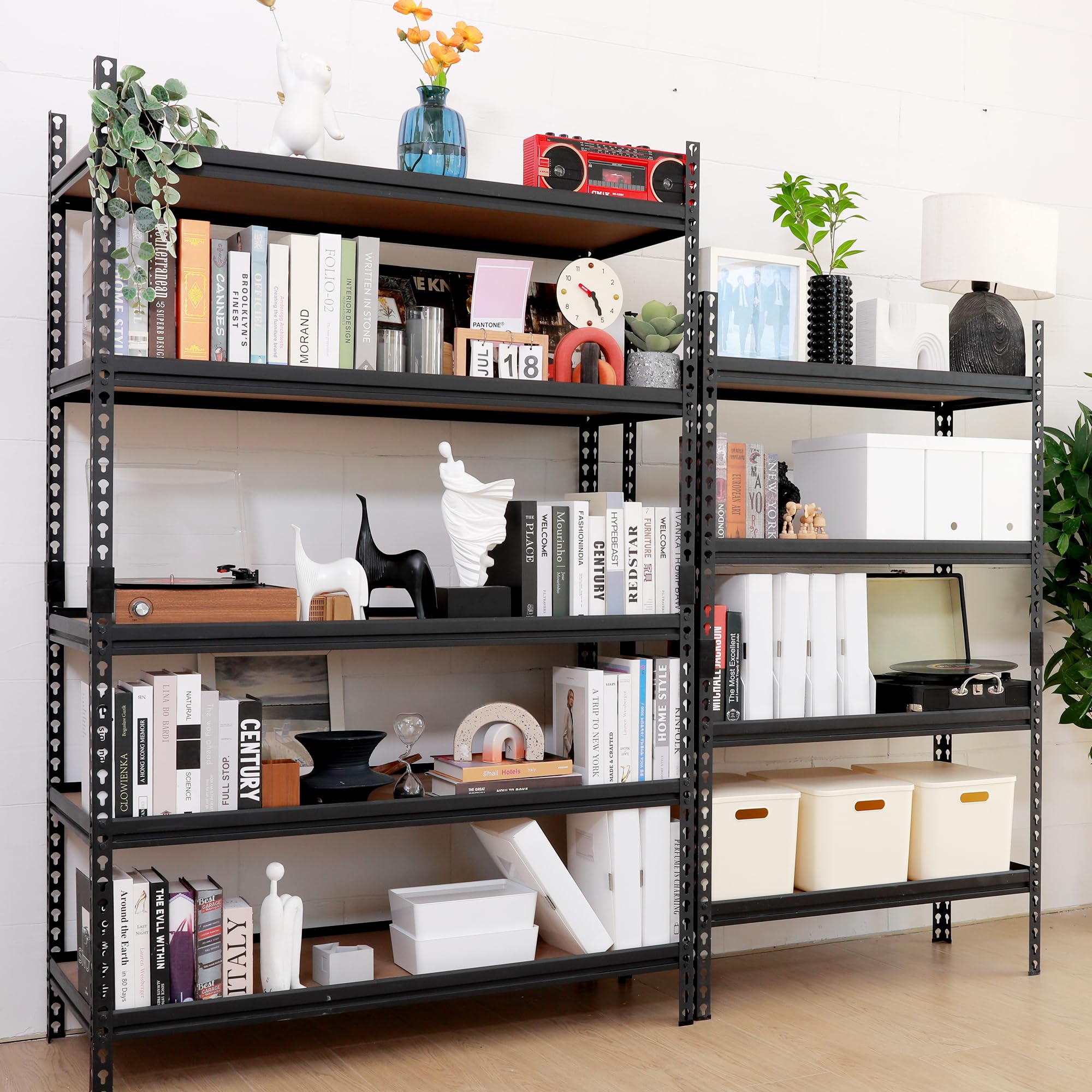 AHEONLAR Storage Shelves 4 Tier Adjustable Garage Storage Shelving, Heavy Duty Shelving Unit Metal Storage Shelves for Warehouse Pantry Closet Kitchen,16“D×36”W×60“H, Black