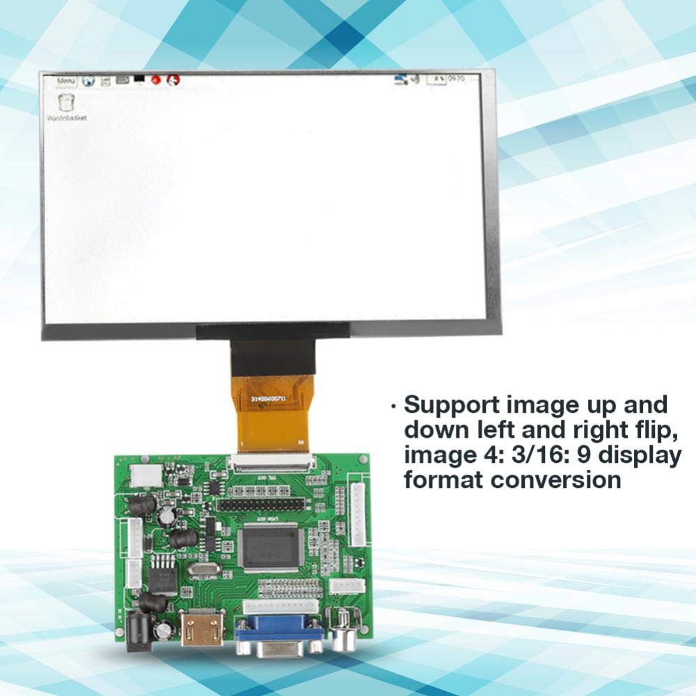 Qioni 7 inch 1024 * 600 LCD TFT Display HDMI VGA Monitor for Raspberry Pi 3/2/ Computer Display and Driver Board, Flat Cable, USB Power Supply Cord, Remote Control