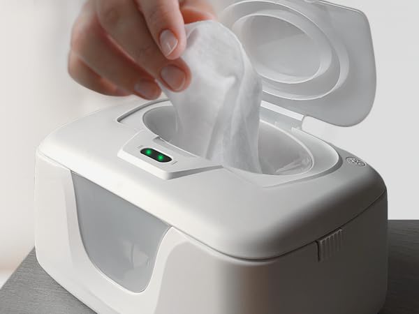 GOGO Pure Baby Wet Wipe Warmer and Wet Wipe Dispenser, Advanced Features - 4 Bright Auto Off LED Ample Lights for Nighttime Changes, Dual Heat for Baby's Comfort, Improved Design and Only at Amazon