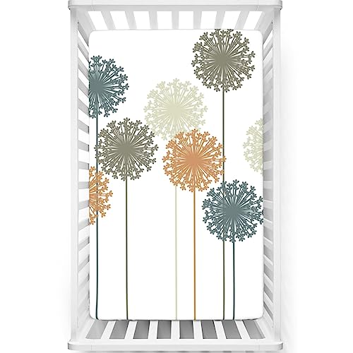 Dandelion Themed Fitted Mini Crib Sheets,Portable Mini Crib Sheets Soft and Breathable Bed Sheets - Great for Boy or Girl Room or Nursery,24“ x38“,Multicolor