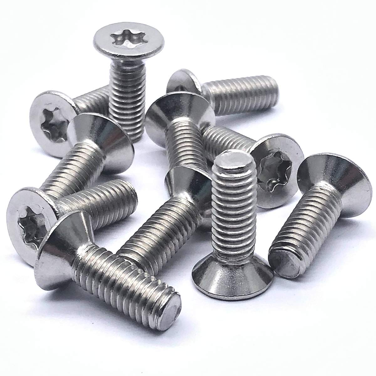 M6-1.0×18mm 304 Stainless Steel Countersunk Head Torx Screws 20pcs, Full Thread Screws, Standard Torx Drive Head. (Size: M6x18mm)
