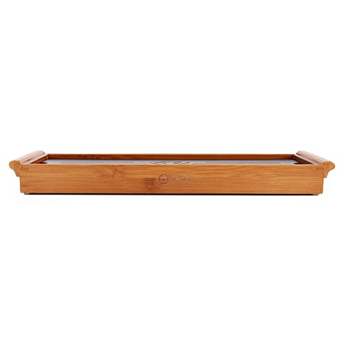 Natural Bamboo Tea Tray Drainage Type Cup Plate Traditional Chinese Style Serving Tray Kung Fu Tea Accessory 14.96 x 5.28 x 1.49inch