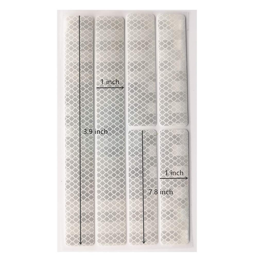 42Pcs Reflective Stickers, Reflective Helmet Bicycle Stickers, Reflective Decals, BikeReflective Tape, NightSafety StickersforBicycle, Wheelchairs, Motorbike, Helmet, Scooter (White)
