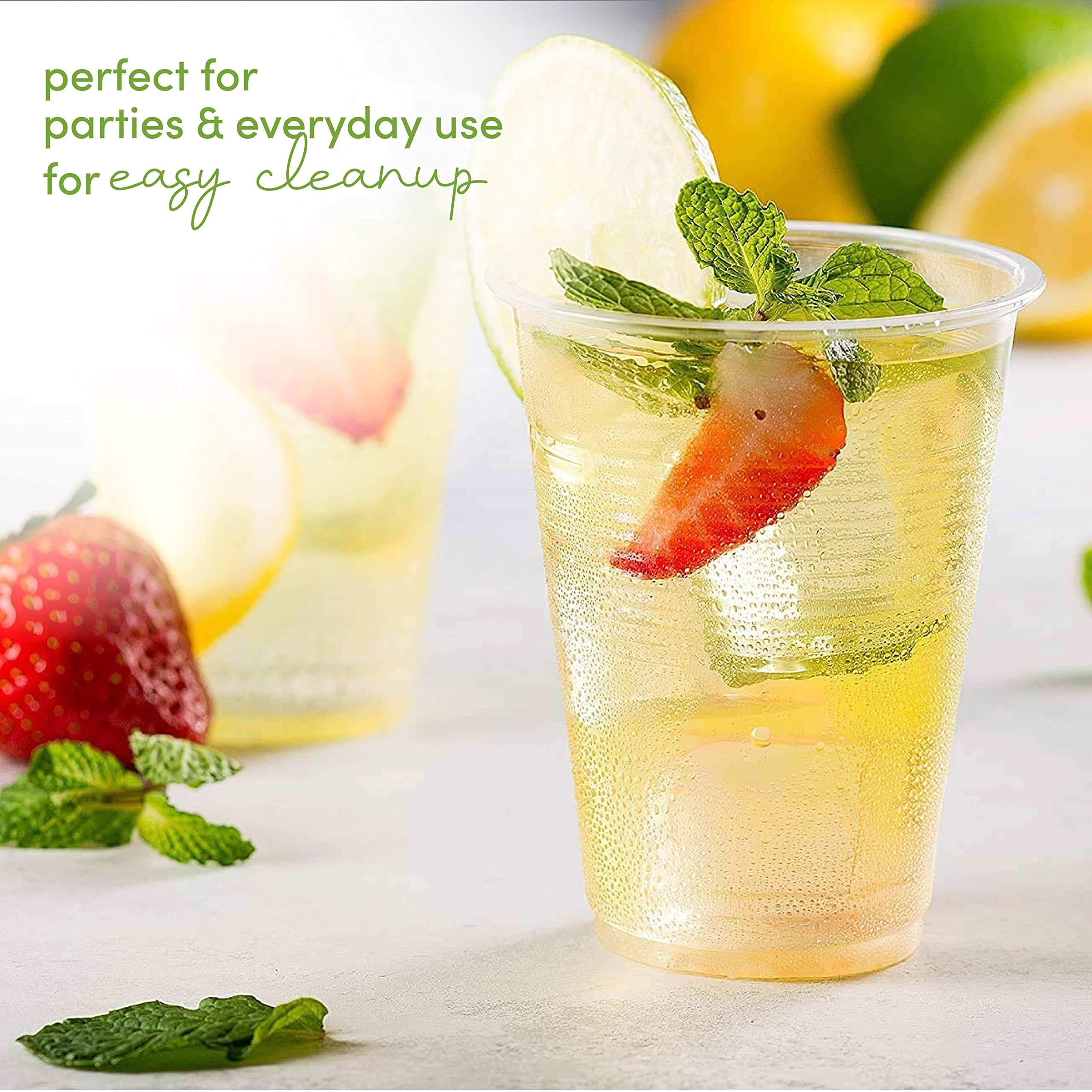 7 oz Clear Plastic Cups β Disposable Cups for Parties, Picnics, BBQ and Events Perfect for Cold Drinks Great Value for Home and Commercial Use Translucent Design (300)