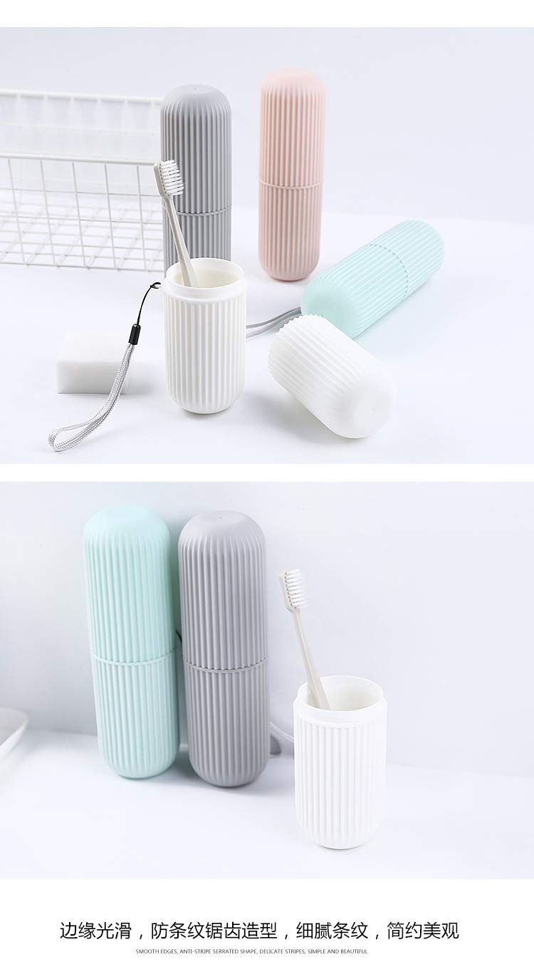 NA Toothbrush Case Portable Toothbrush Holder Multifunctional Travel Toothbrush Case Toothbrush Cup 2packs(Pink+ Green)