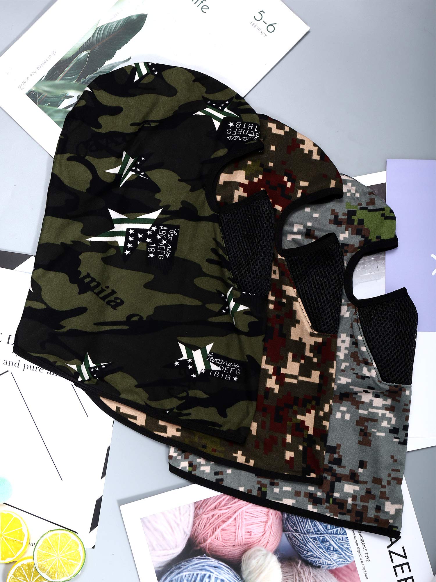 3 Pieces Balaclava Face Mask Motorcycle Ski Mask Scarf Windproof Camouflage Fishing Hat Face Cover for Sun Protection