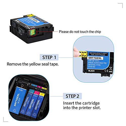 Leize Remanufactured Ink Cartridge Replacement for Epson 702XL 702 XL T702XL use for Workforce Pro WF-3720 WF-3730 WF-3733 (2 Black 1 Cyan 1 Magenta 1 Yellow,5-Pack)