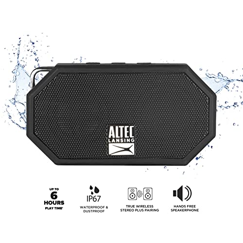 Altec Lansing Mini H2O - Waterproof Bluetooth Speaker, IP67 Certified & Floats in Water, Compact & Portable Speaker for Hiking, Camping, Pool, and Beach,Black