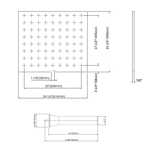 Dowell 24" x 21" Drawer Organizer Wood Peg Board - 9Pegs