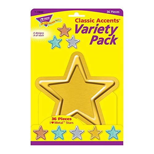 Trend I Metal Stars Classic Accents Variety Pack, 36 ct
