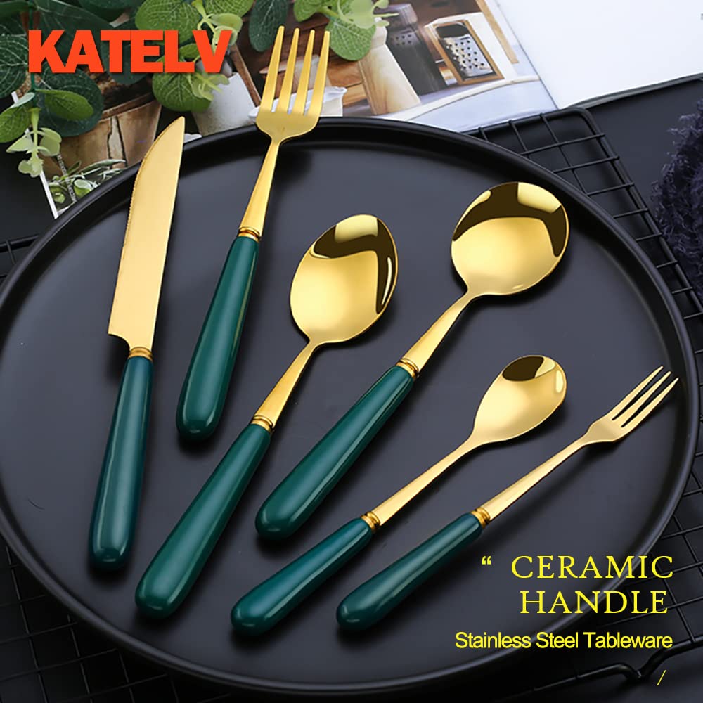 36 Piece Gold Cutlery Silverware Set, Stainless Steel Cutlery Set for 6 People Home Sourcing Tool (Color : 36Piece Silver)