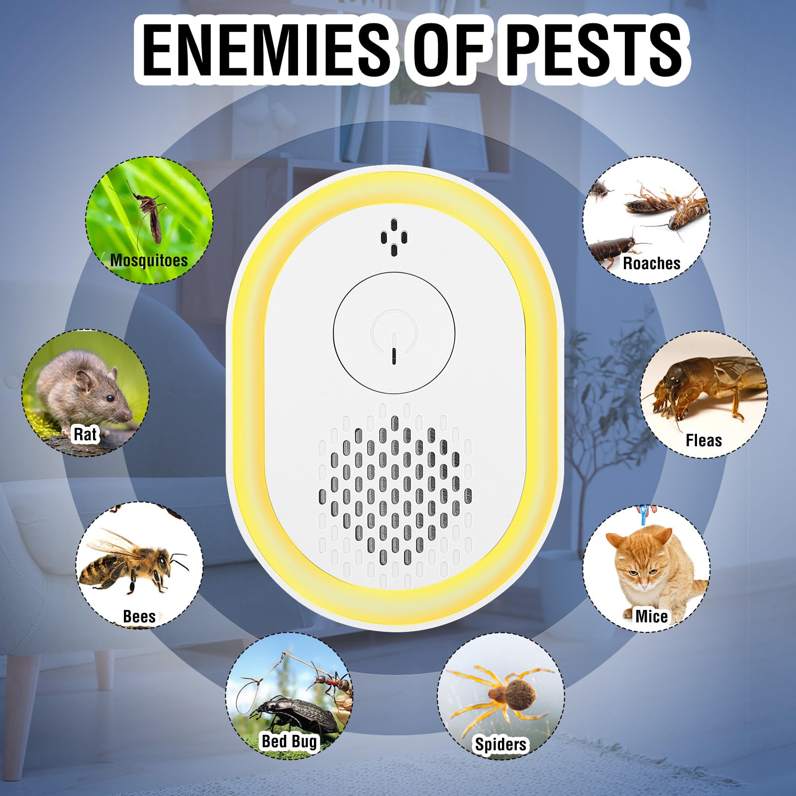 Kittmip 10 Pack Ultrasonic Pest Repeller Mouse Repellent Electronic Pest Repellent Plug in Indoor Mosquito Rodent Repellent Devices for Insect Bug Roach Mice Spider House Garage Warehouse Office Hotel