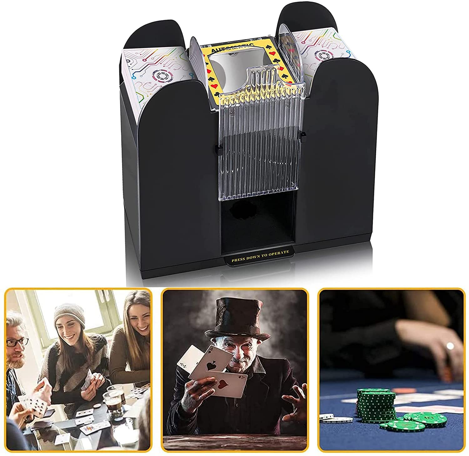 Nileole 6 Decks Automatic Card Shuffler, Battery-Operated for UNO,Phase10, Texas Hold'em, Poker, Home Card Games, Blackjack, Party Club