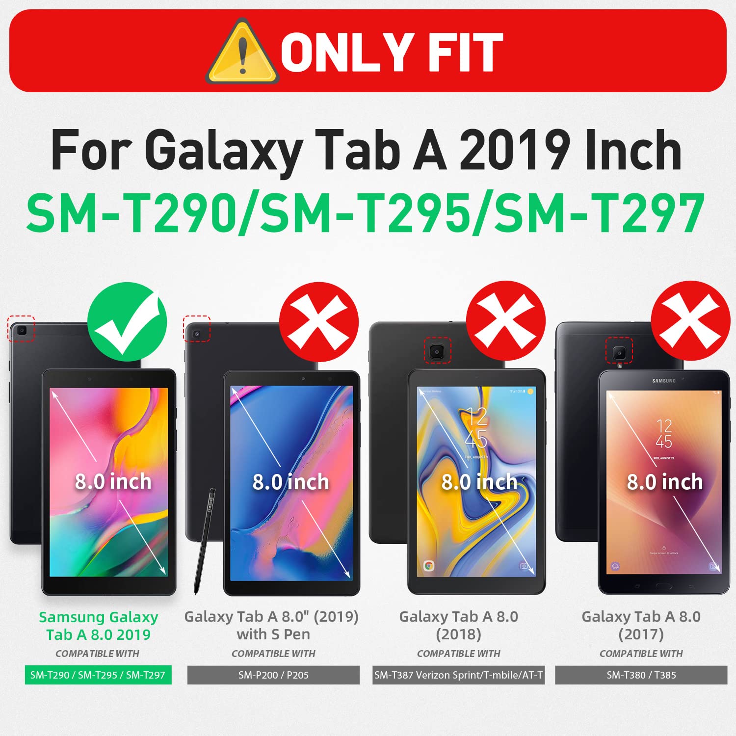HXCASEAC SM-T290/SM-T295/SM-T297 Galaxy Tab A Case 2019 (8.0 inch) with Kickstand, Full Body Duty Case Shockproof Protective Cover, Built-in Screen Protector for Galaxy Tab A 2019 8.0,Yellow Green