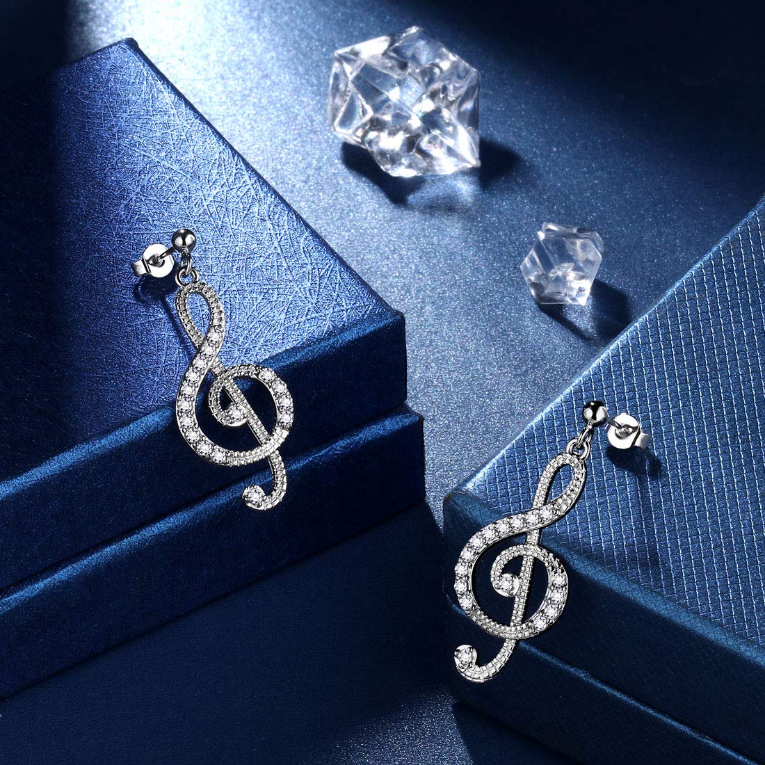 Beautlace Women's Musical Note Stud Earrings Silver Plated Treble Clef Music Note Earring Jewelry Gifts for Music Lover KE0027W