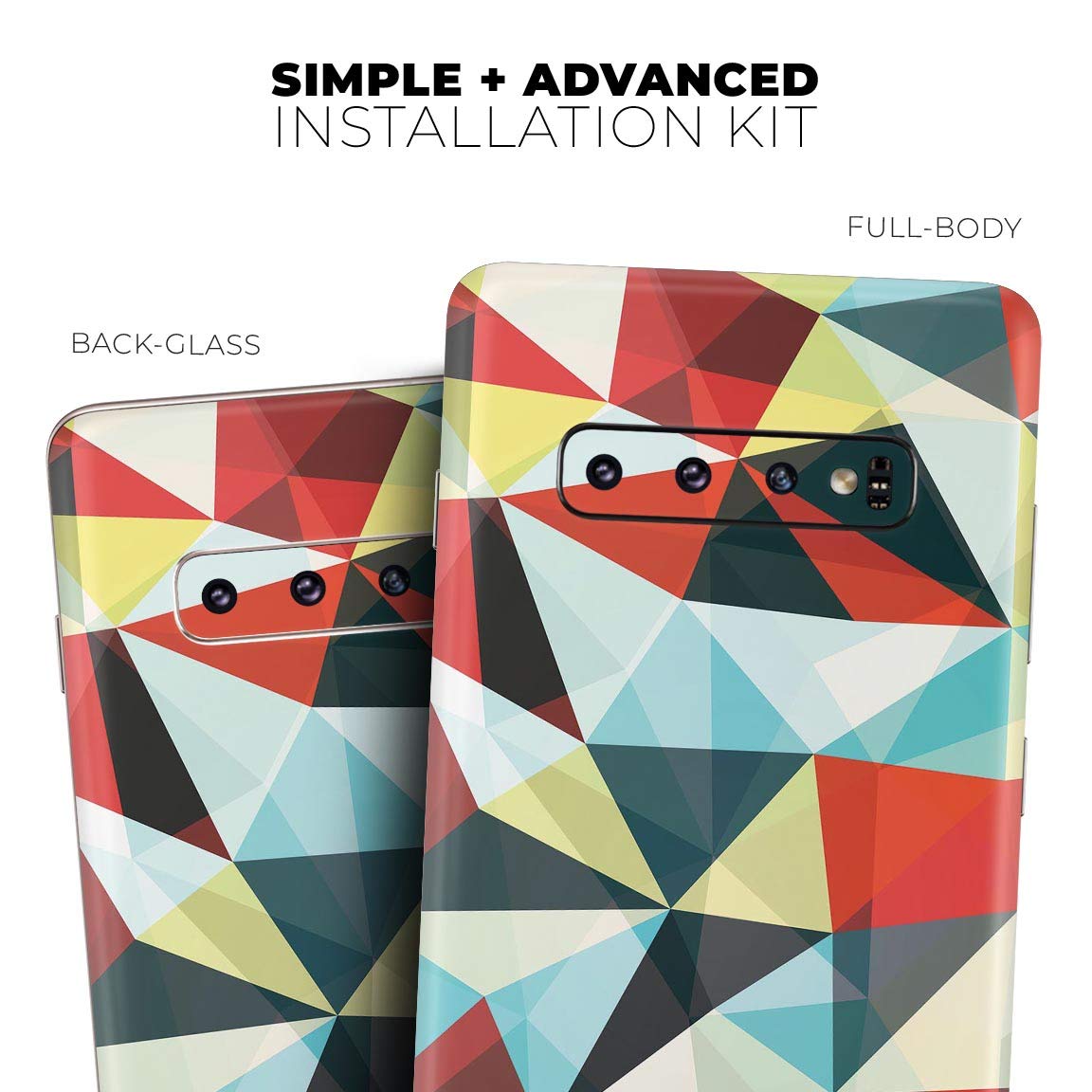 DesignSkinz Vector Red and Blue 3D Triangular Surface Protective Vinyl Decal Wrap Skin Cover Compatible with The Samsung Galaxy S20 (Screen Trim & Back Glass Skin)