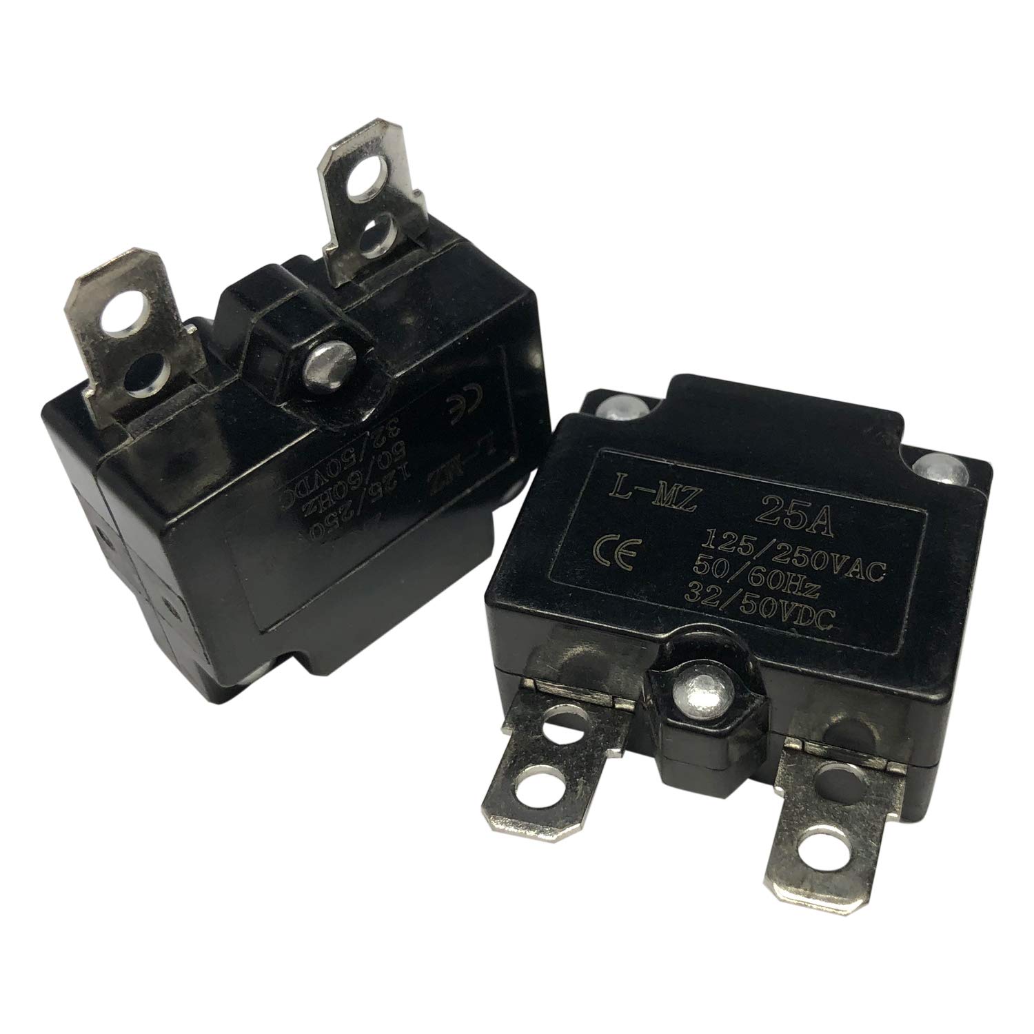 2Pcs 25A 125/250Vac 50Vdc Thermal Switch Circuit Breaker Current Overload Protector with Automatic Reset 17 Amp Relay Fuse Protection Kids Ride-On Toys Car Accessories