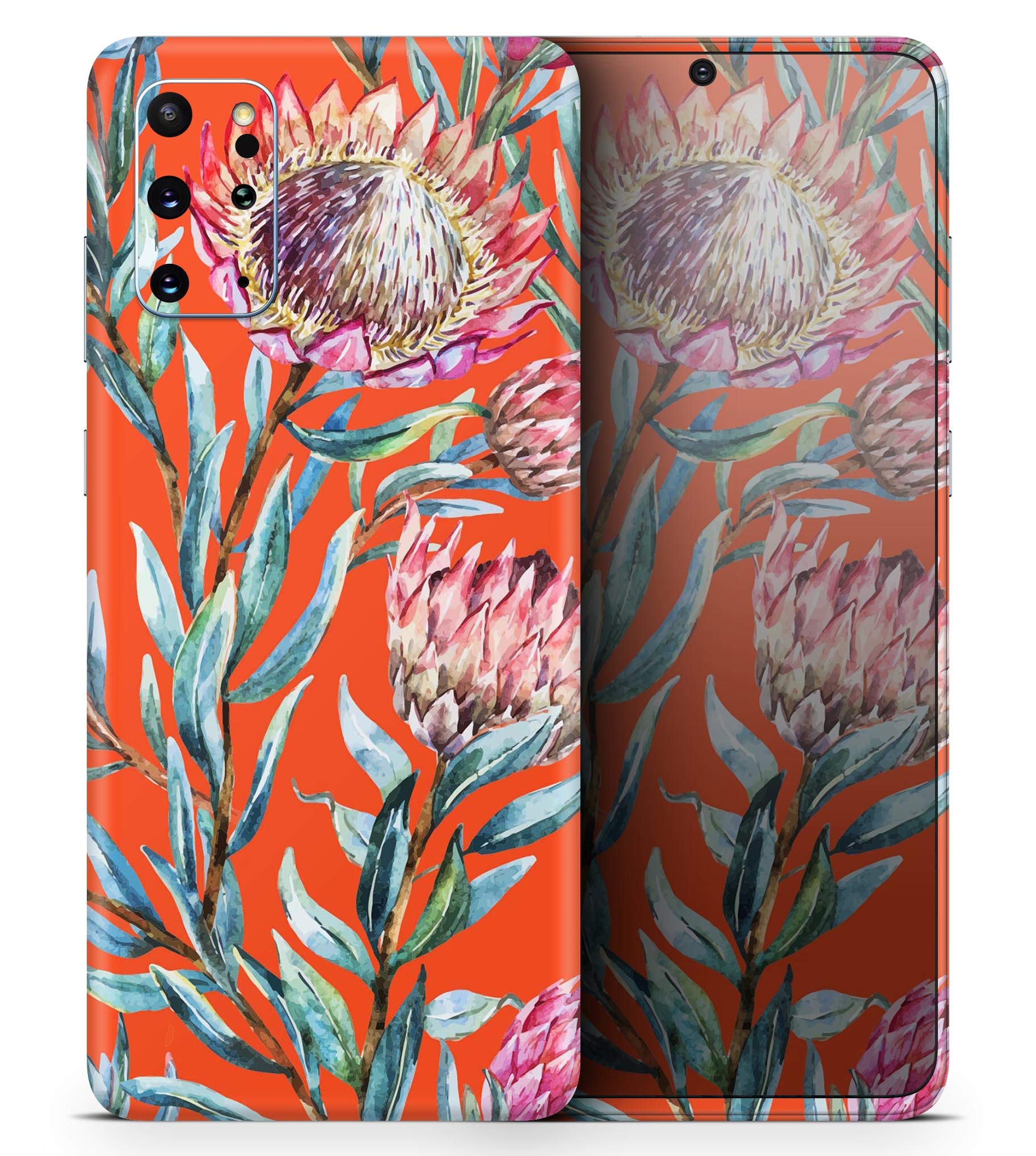 DesignSkinz Summer Floral Coral v2 Protective Vinyl Decal Wrap Skin Cover Compatible with The Samsung Galaxy S20 (Screen Trim & Back Glass Skin)