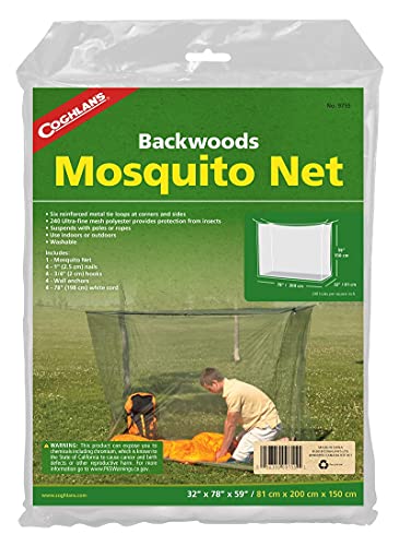 Coghlan's Single Wide Rectangular Mosquito Net, Green, Single Wide / 240-mesh & 9640 32x78 Mosquito Bed Net, Multicolor, Single Wide / 180-mesh