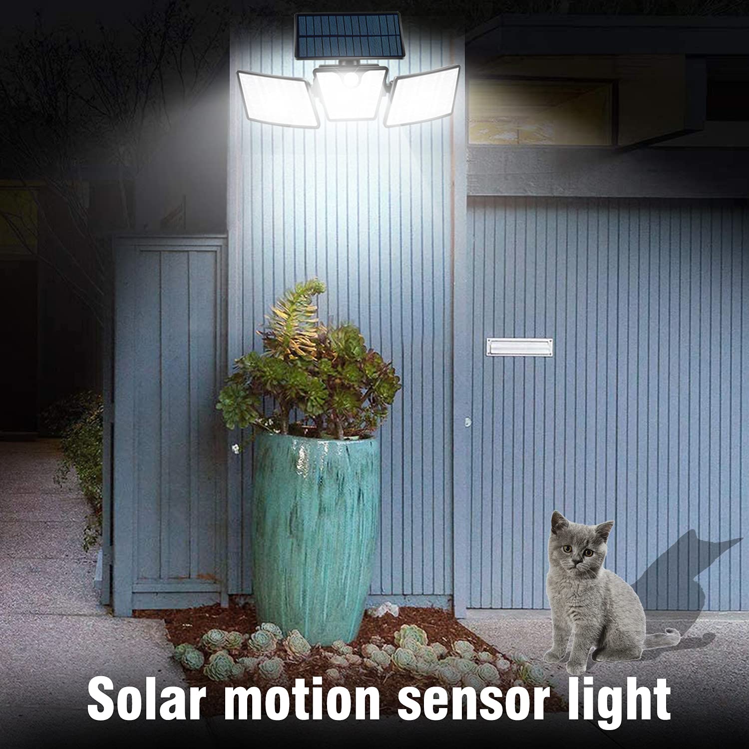 Bebrant Solar Lights Outdoor, 265 LED Solar Motion Sensor Security Lights IP65 Waterproof Solar Flood Lights 360° Adjustable Double-Head Spotlights for Front Door Garden Yard (2 Pack)