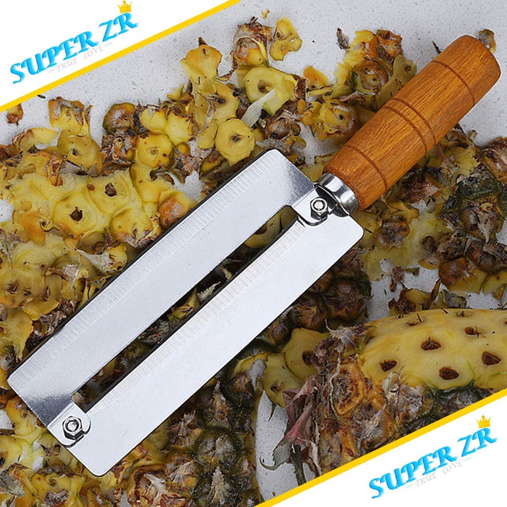 SUPER ZR Sugar Cane Peeler Knife Sugarcane Peeling Kinves Pineapple Peeling Knife Artifact Planing Knife-Stainless Steel-Natural Non-slip Wooden Handle