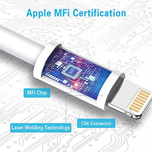RCTech USB C to Lightning Cable 3Pack 3FT [MFi Certified] iPhone Fast Charger Cable USB-C Power Delivery Charging Cord for iPhone 13/12/12 PRO Max/12 Mini/11/11PRO/XS/Max/XR/X/8/8Plus/iPad, White