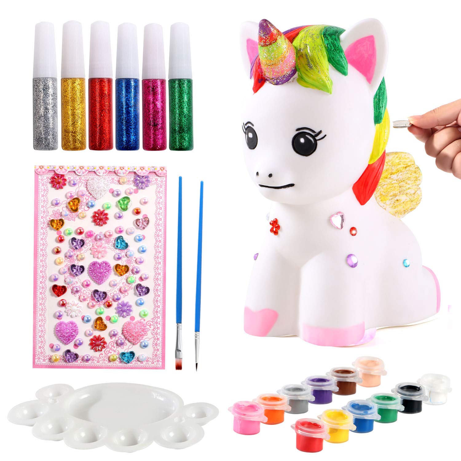 ACEHOOD Arts & Crafts for Kids Unicorn Gift for Girls Paint Your Own Unicorn DIY Craft Paint Art Supplies Unicorn Piggy Bank Coin Bank Unicorn Painting Kit Birthday Gift Craft for Kids Boys Girls