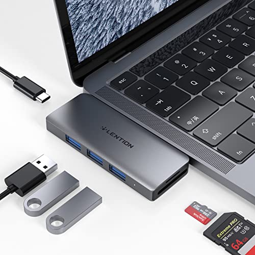 LENTION 6 in 1 USB C Hub with 1 USB C (100W PD/40Gbps Data/5k Video Output), 3 USB 3.0 & SD/Micro SD Card Reader Compatible 2016-2023 MacBook Pro 13/15/16, Mac Air(CB-CS62, Space Gray)