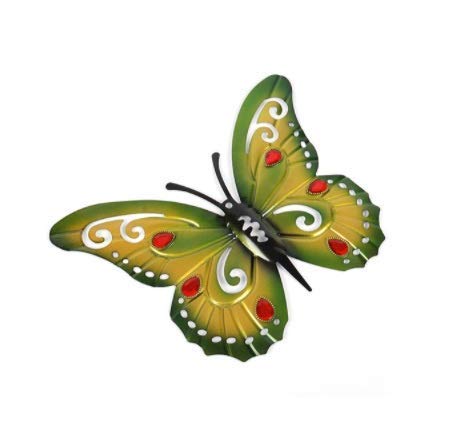 3D Metal Butterfly Wall Decoration Butterfly Wall Art for Garden Decor Wall Hanging Insert Decoration (Yellow)
