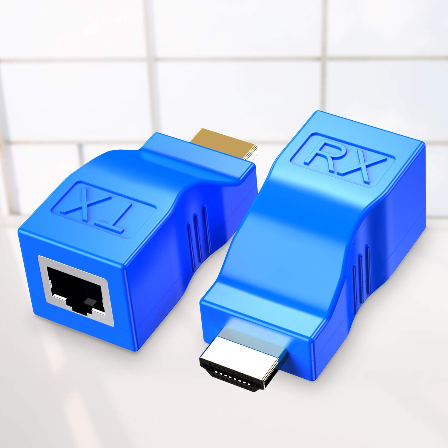 SNLLMZI HDMI Extender,HDMI to RJ45 Network Cable Extender Converter Repeater Over Cat 5e / 6 1080p up to 30m Extender for HDTV PS4 STB 4K 2K(2 PCS )